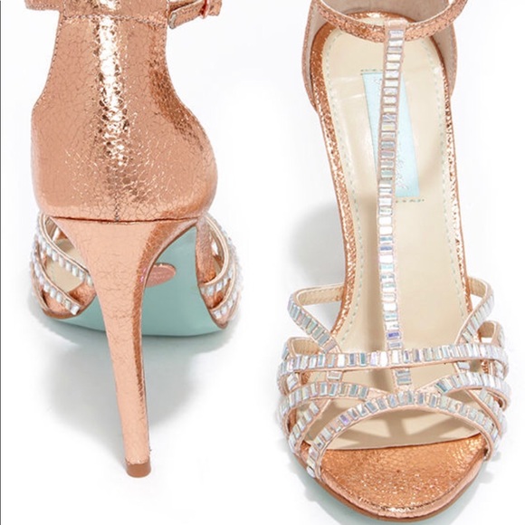 Betsey Johnson | Shoes | Blue By Betsey Johnson Rose Gold Rhinestone ...